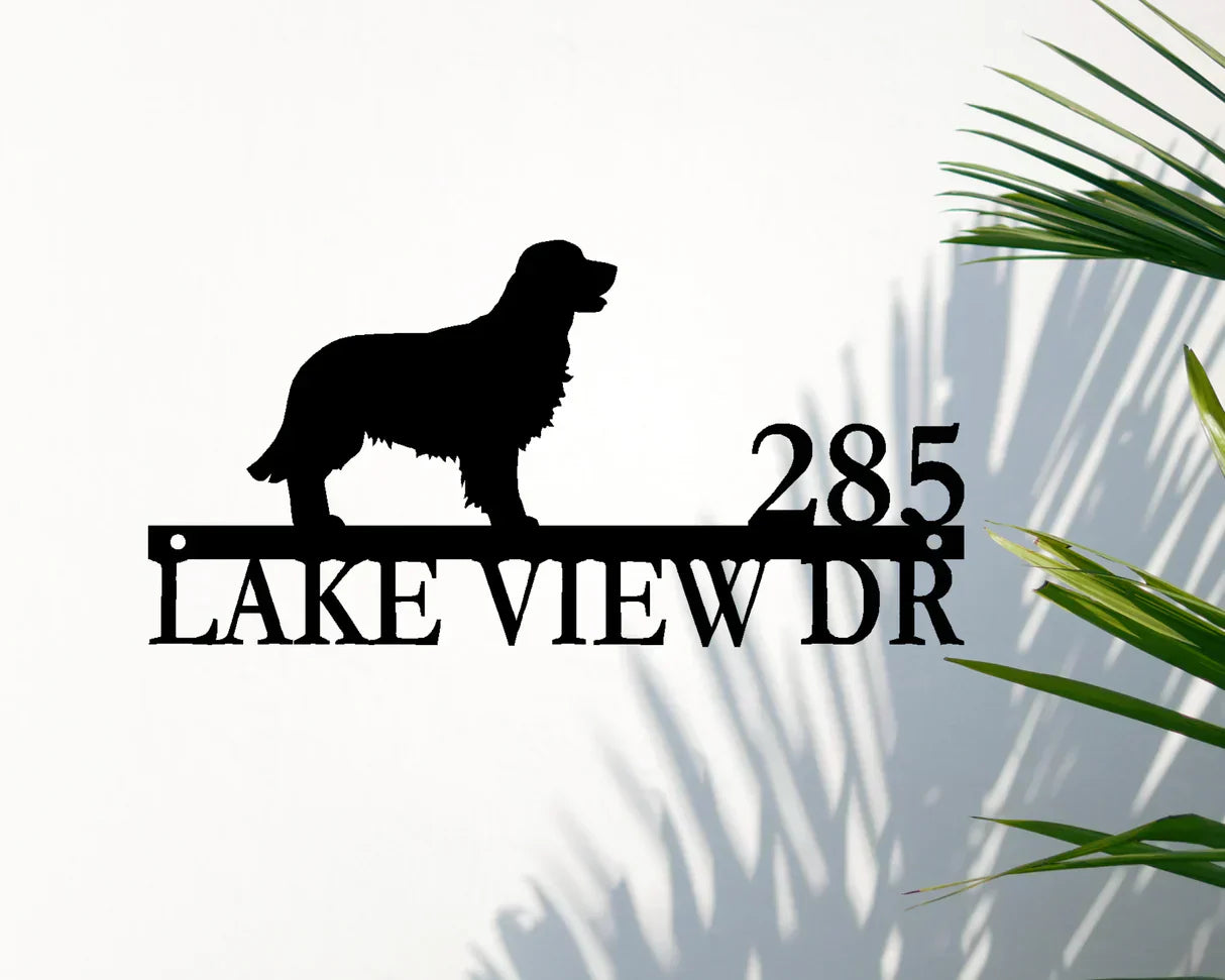 Golden Retriever Address Signs for Homes – House Sign Metal